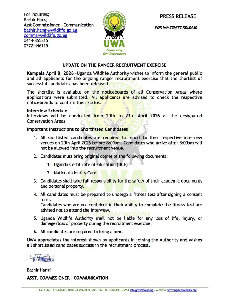 BREAKING! UWA Releases Shortlist for Ranger Recruitment, Interview ...